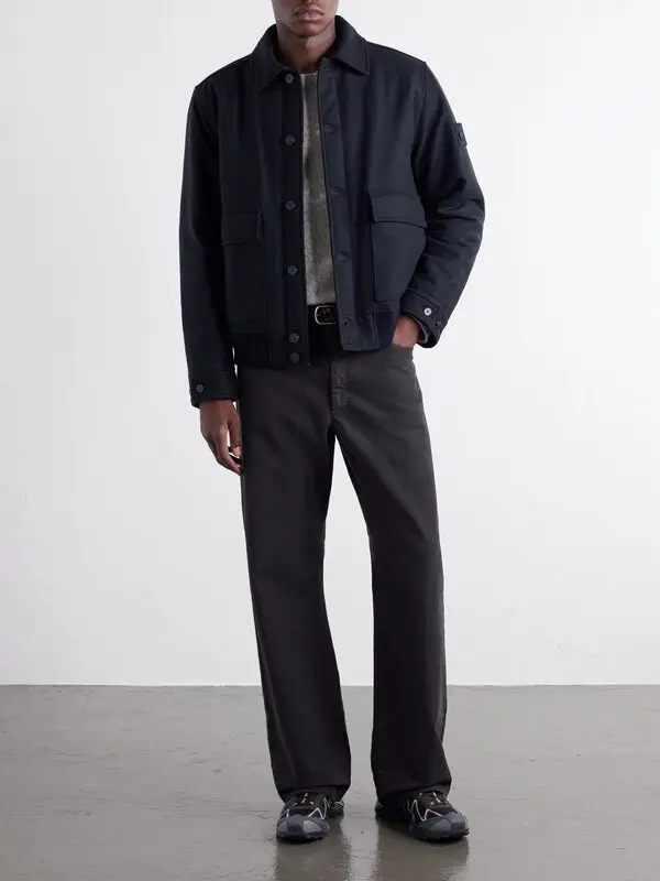 Stone Island Ghost Padded Wool And Nylon-blend Flannel Bomber Jacket