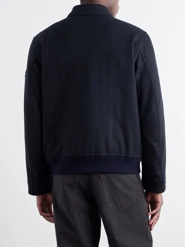 Stone Island Ghost Padded Wool And Nylon-blend Flannel Bomber Jacket