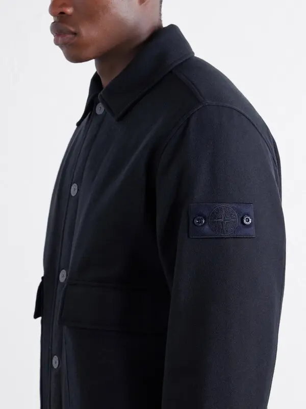 Stone Island Ghost Padded Wool And Nylon-blend Flannel Bomber Jacket