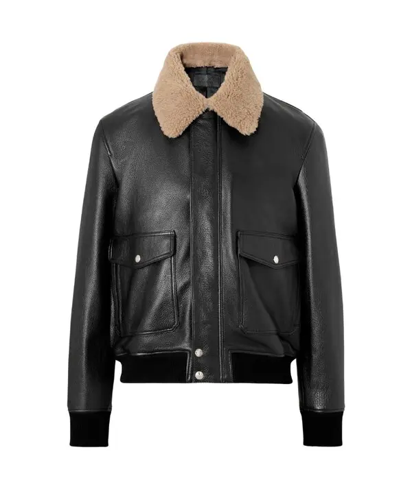Mr P. Shearling-trimmed Full-grain Leather Blouson Jacket