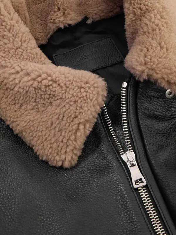 Mr P. Shearling-trimmed Full-grain Leather Blouson Jacket