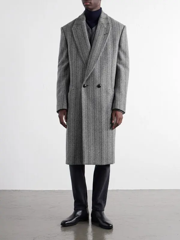 Zegna Trofeo Selection Double-breasted Pinstriped Wool Coat