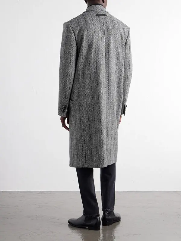 Zegna Trofeo Selection Double-breasted Pinstriped Wool Coat