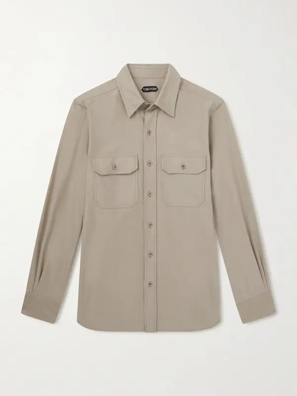 TOM FORD Garment-dyed Cotton-moleskin Shirt