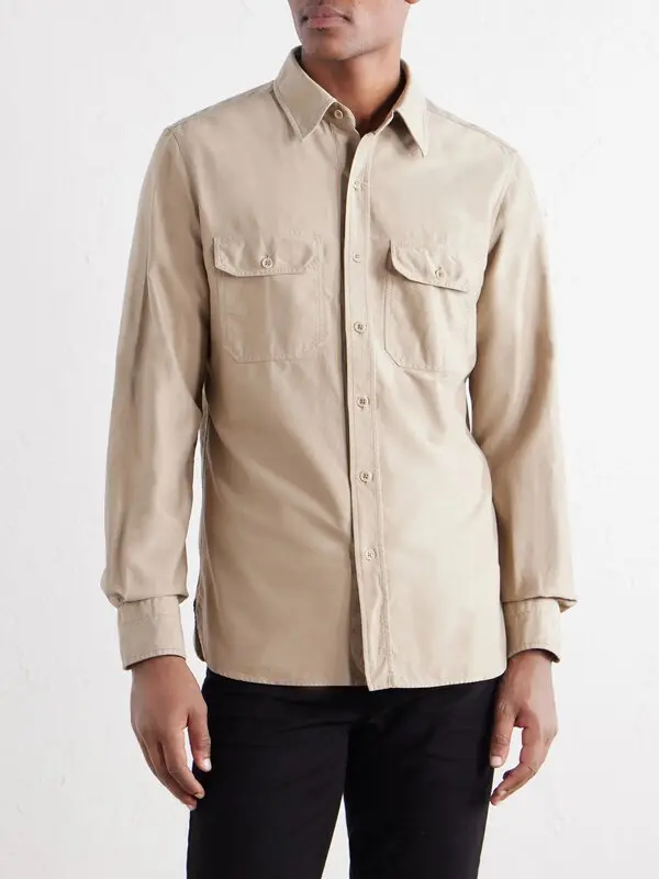 TOM FORD Garment-dyed Cotton-moleskin Shirt