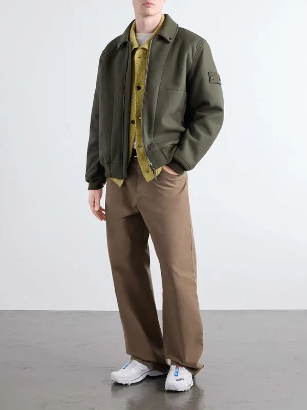 Stone Island Ghost Garment-dyed Rubberised-leather Jacket