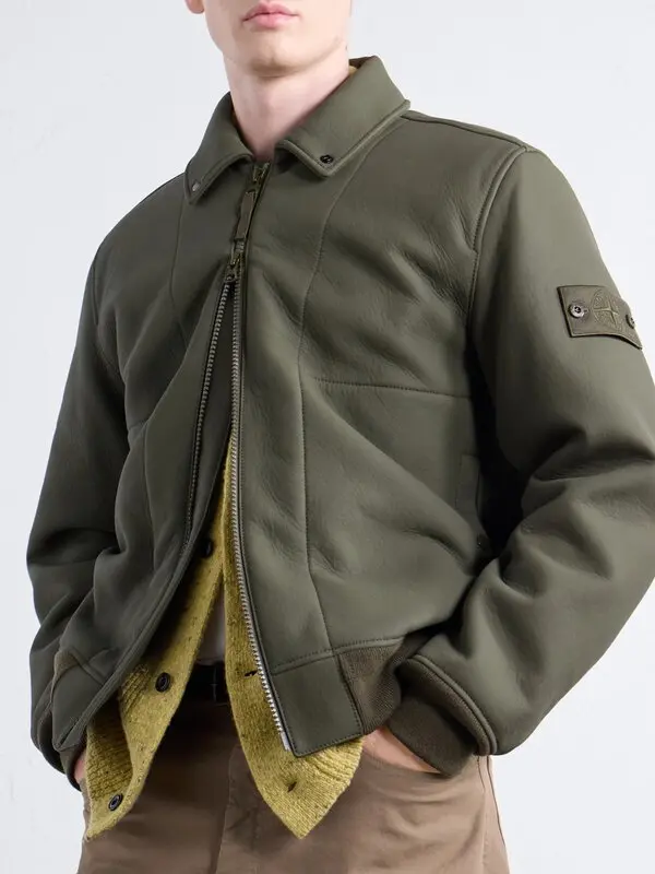 Stone Island Ghost Garment-dyed Rubberised-leather Jacket