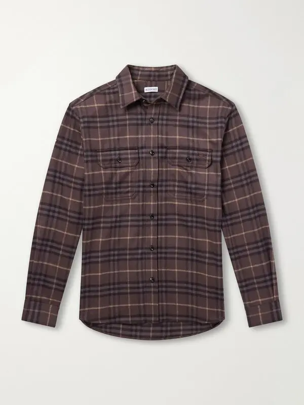 Burberry Checked Wool-twill Flannel Shirt - Brown