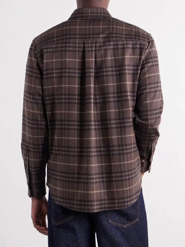 Burberry Checked Wool-twill Flannel Shirt - Brown