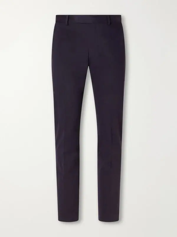Brioni Tapered Brushed Cotton-blend Gabardine Trousers
