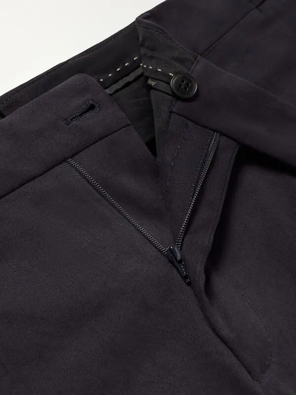 Brioni Tapered Brushed Cotton-blend Gabardine Trousers