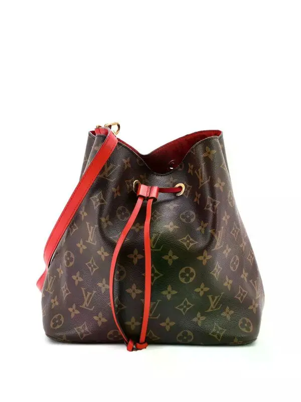 LOUIS VUITTON Neonoe Handbag Monogram Canvas With Leather Mm Bucket Bag - Red