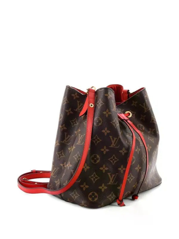 LOUIS VUITTON Neonoe Handbag Monogram Canvas With Leather Mm Bucket Bag - Red