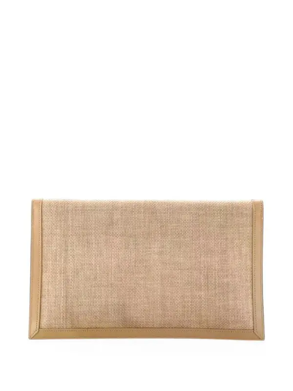 Saint Laurent Uptown Pouch Raffia Clutch Bag - Neutrals