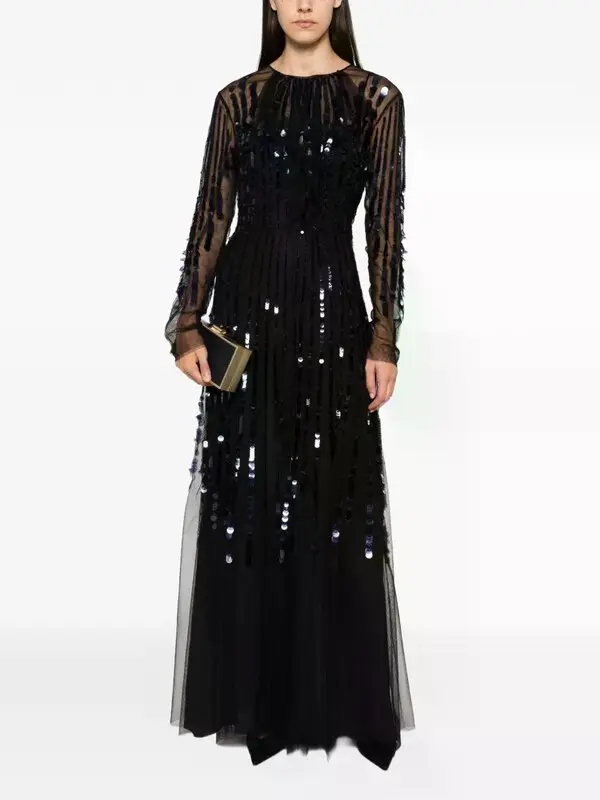 Alberta Ferretti Sequin-embellished Tulle Maxi Dress