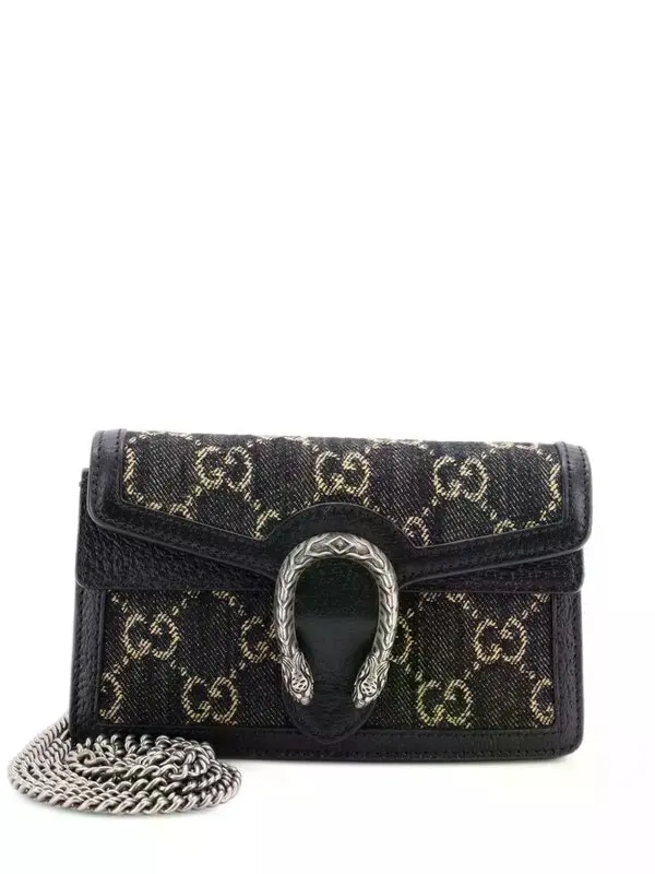 Gucci Dionysus Bag Gg Denim Super Mini Crossbody Bag - Black
