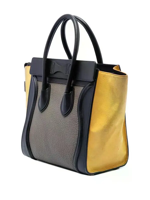 Celine 2015 Micro Tricolor Leather Luggage Tote Bag - Brown