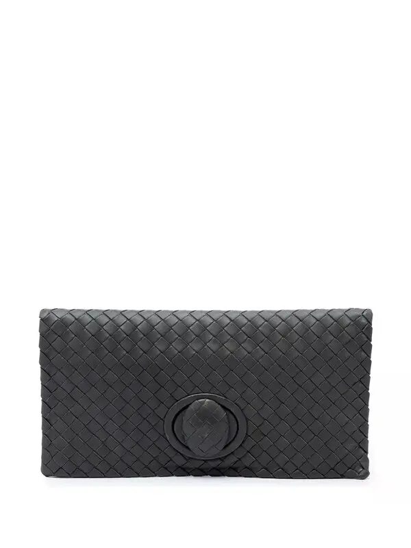 Bottega Veneta 2012-2026 Nappa Intrecciato Turn Lock Clutch Bag - Grey