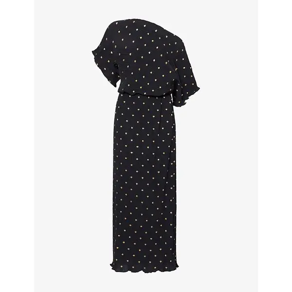 NEVER FULLY DRESSED Tilly Polkadot Plissé Midi Dress