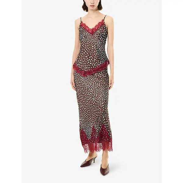 NEVER FULLY DRESSED Aurelia Lace-trim Satin Top