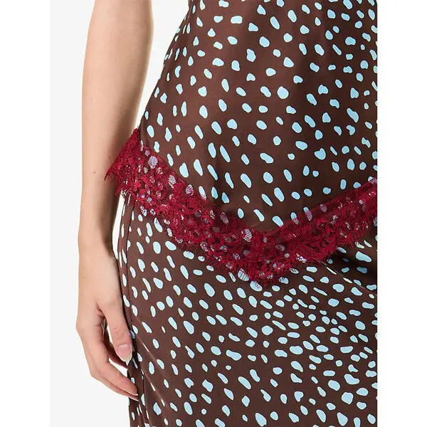 NEVER FULLY DRESSED Aurelia Lace-trim Satin Top