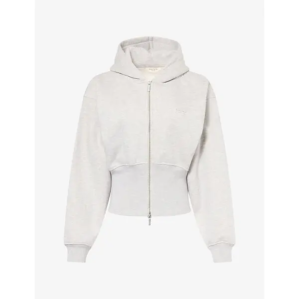 Lounge Zip-up Fitted-waist Cotton-blend Hoody - Grey Marl