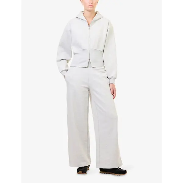 Lounge Zip-up Fitted-waist Cotton-blend Hoody - Grey Marl