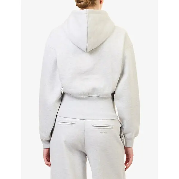 Lounge Zip-up Fitted-waist Cotton-blend Hoody - Grey Marl