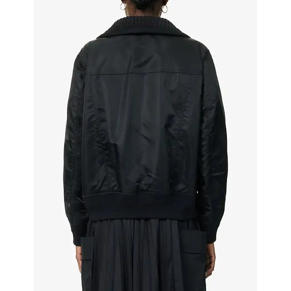 Sacai Patch-pocket Nylon And Wool Bomber Jacket