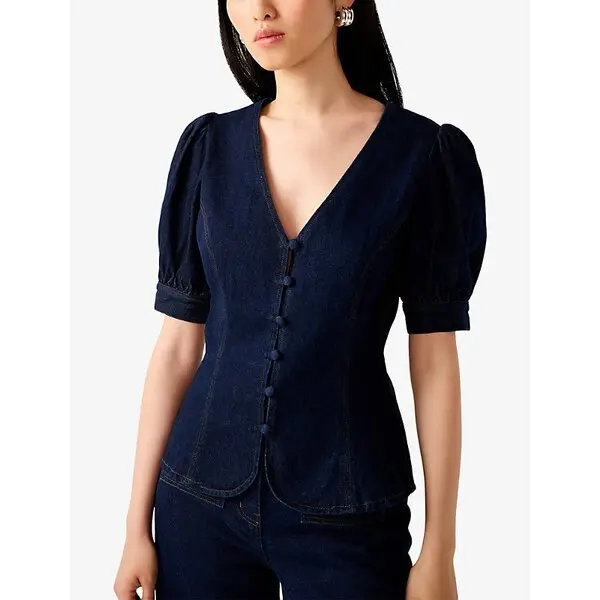 OMNES Paighton Cotton Denim Blouse