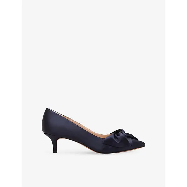 PHASE EIGHT Knot-front Heeled Satin Pumps - Navy