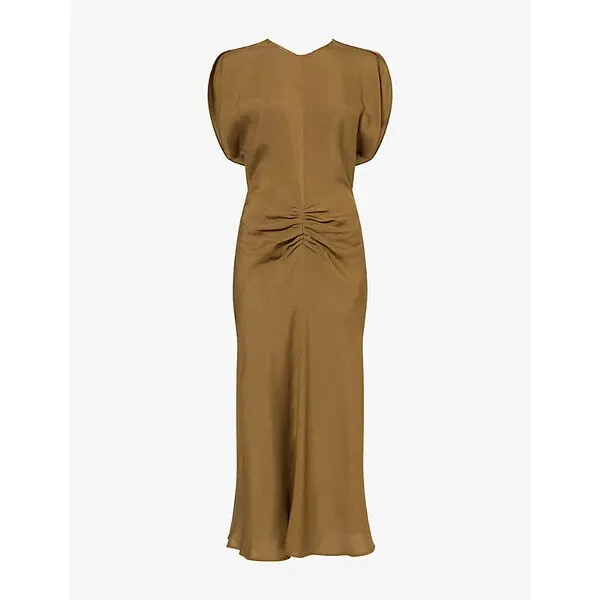Victoria Beckham Bela Crepe-back Satin Midi Dress