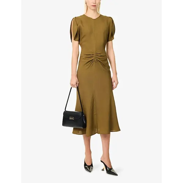 Victoria Beckham Bela Crepe-back Satin Midi Dress