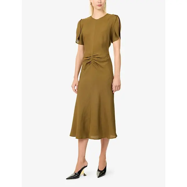 Victoria Beckham Bela Crepe-back Satin Midi Dress