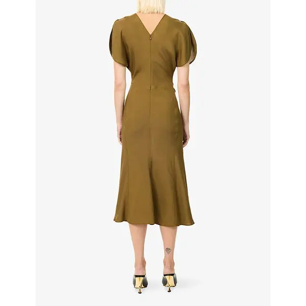 Victoria Beckham Bela Crepe-back Satin Midi Dress