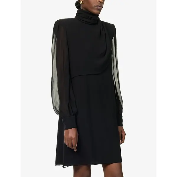 Valentino Garavani Draped High-neck Silk Mini Dress