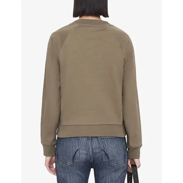 ALLSAINTS Lily Crewneck Logo-embroidered Cotton Sweatshirt - Washed Khaki