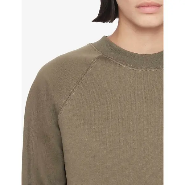 ALLSAINTS Lily Crewneck Logo-embroidered Cotton Sweatshirt - Washed Khaki