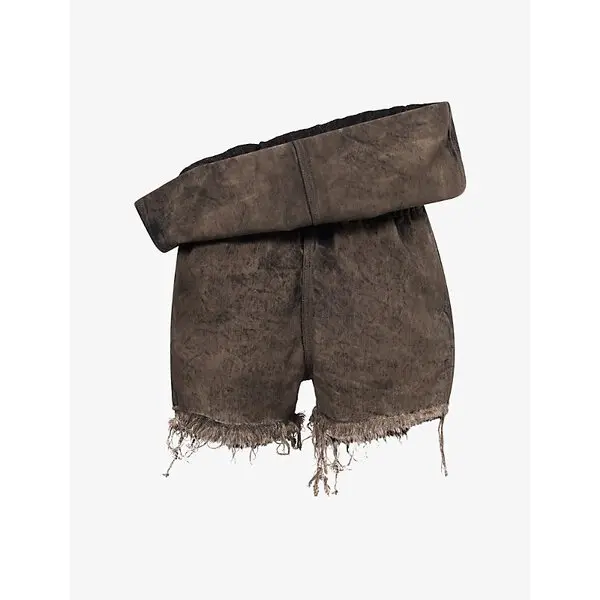 Rick Owens Crater Frayed Denim Shorts