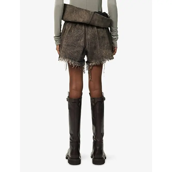 Rick Owens Crater Frayed Denim Shorts