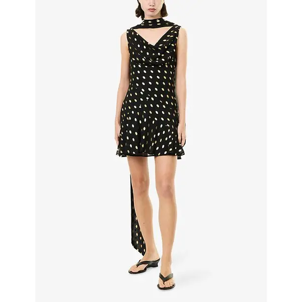 NEVER FULLY DRESSED Sophie Cowl-neck Crepe Mini Dress