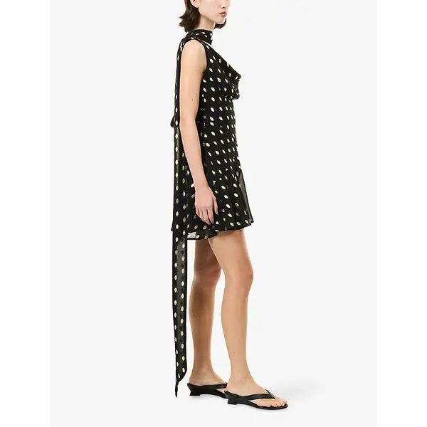 NEVER FULLY DRESSED Sophie Cowl-neck Crepe Mini Dress