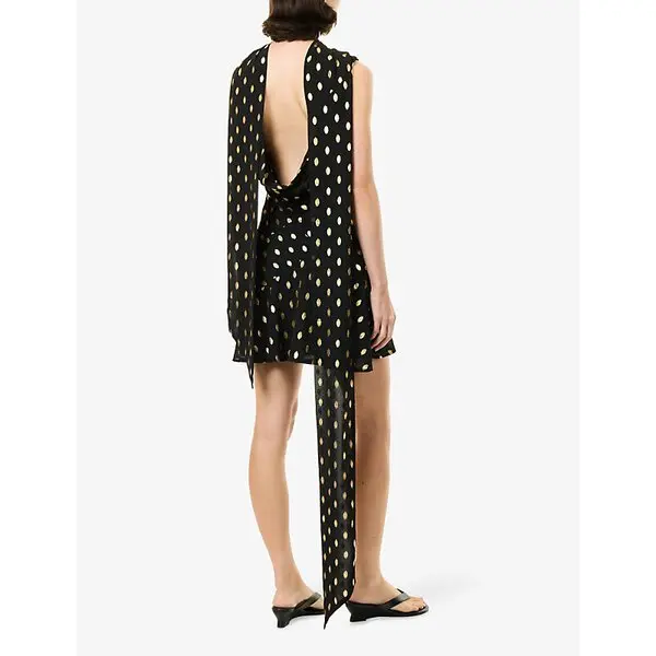 NEVER FULLY DRESSED Sophie Cowl-neck Crepe Mini Dress