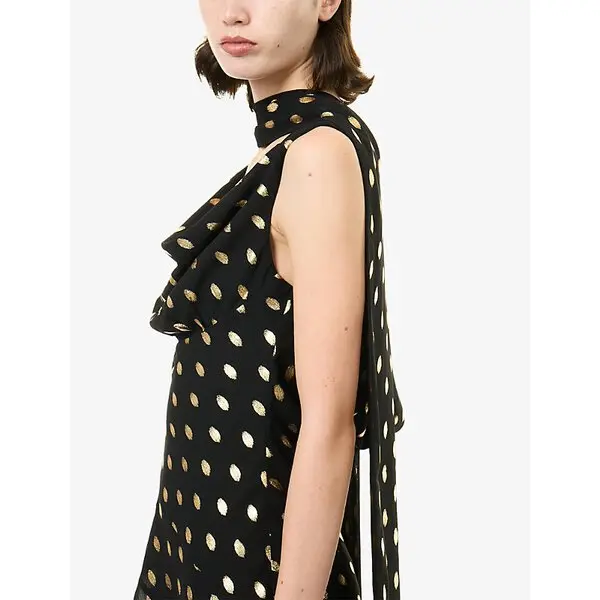 NEVER FULLY DRESSED Sophie Cowl-neck Crepe Mini Dress