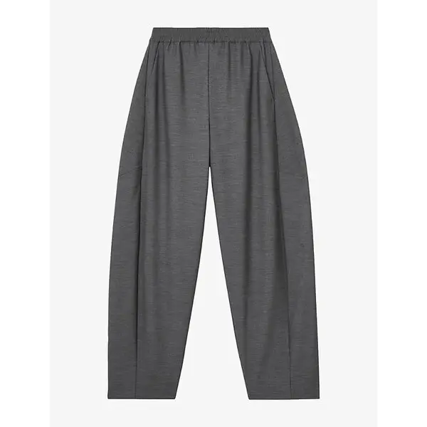 REISS Elle Barrel-leg Stretch-woven Trousers - Grey