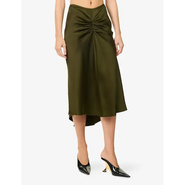 Victoria Beckham Bela Crepe-back Satin Midi Skirt