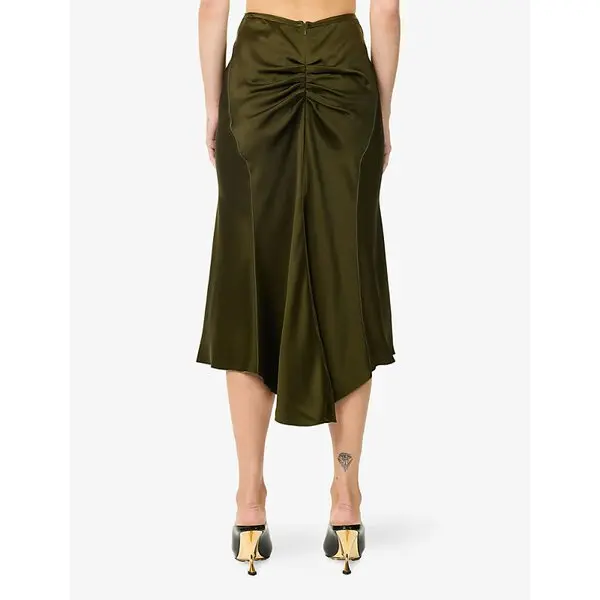 Victoria Beckham Bela Crepe-back Satin Midi Skirt