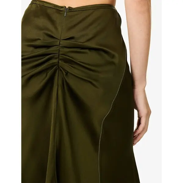 Victoria Beckham Bela Crepe-back Satin Midi Skirt