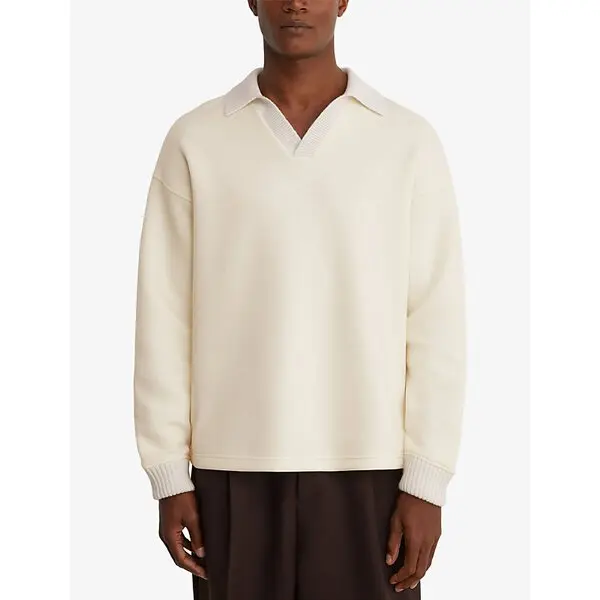 REISS Beaton Open-collar Cotton-blend Sweatshirt