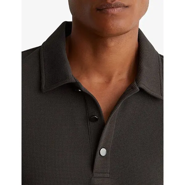 REISS Alba Long-sleeve Stretch-woven Polo - Brown